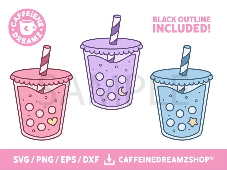 Boba BUNDLE Kawaii Cute Boba Tea SVG Cut Files for Cricut & | Etsy