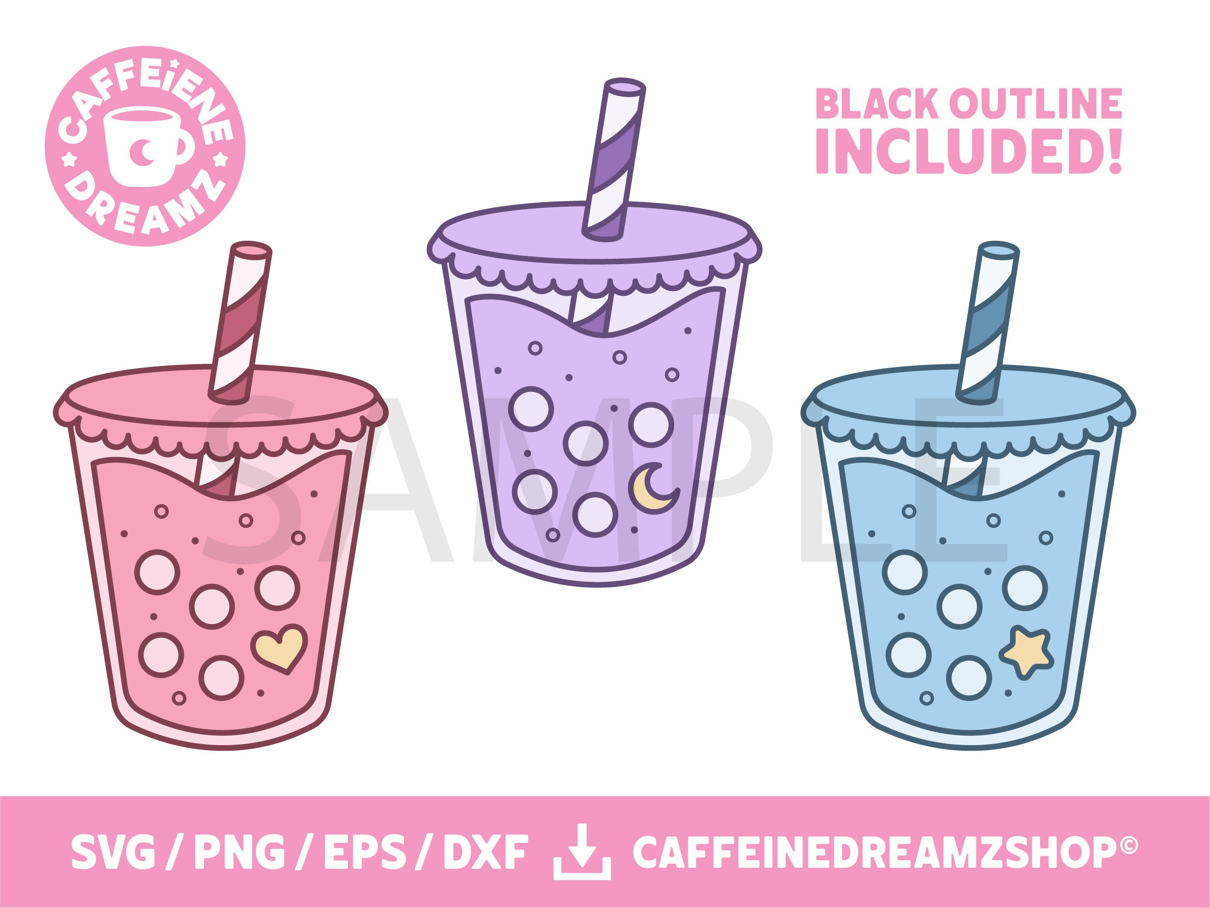 Boba BUNDLE Kawaii Cute Boba Tea SVG Cut Files for Cricut & | Etsy