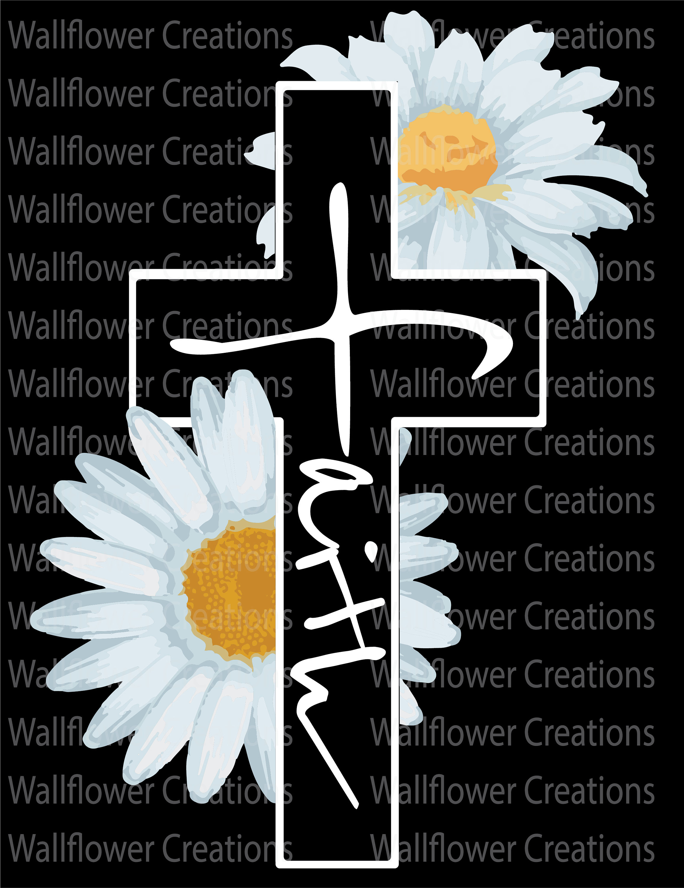Cross With Daisies_faith Digital Design - Etsy