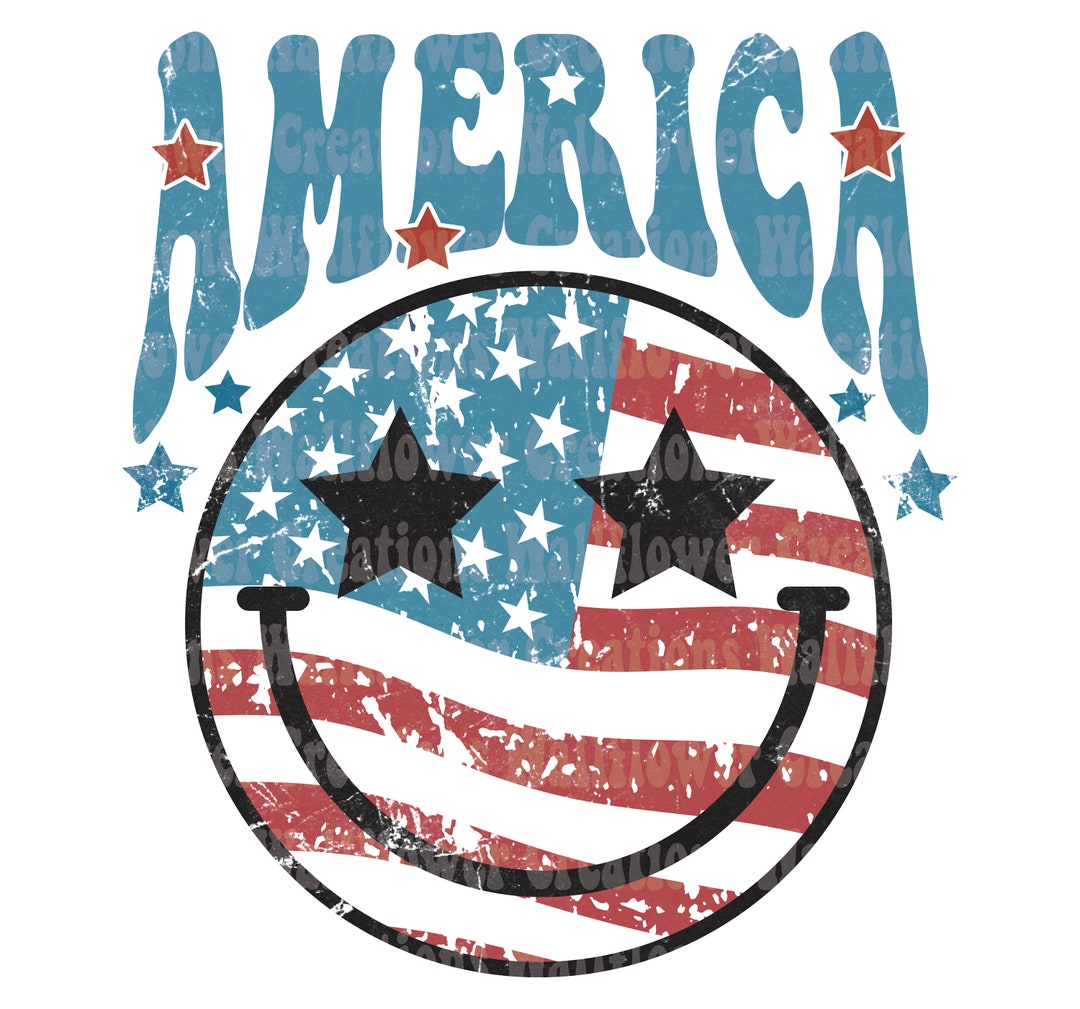 American Smiley Digital Design, Cute Sublimation Design - Etsy