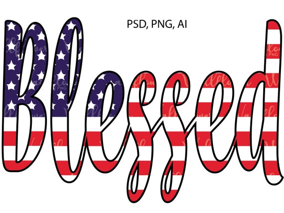 Blessed Flag Digital Design Cute Sublimation Screen Print - Etsy