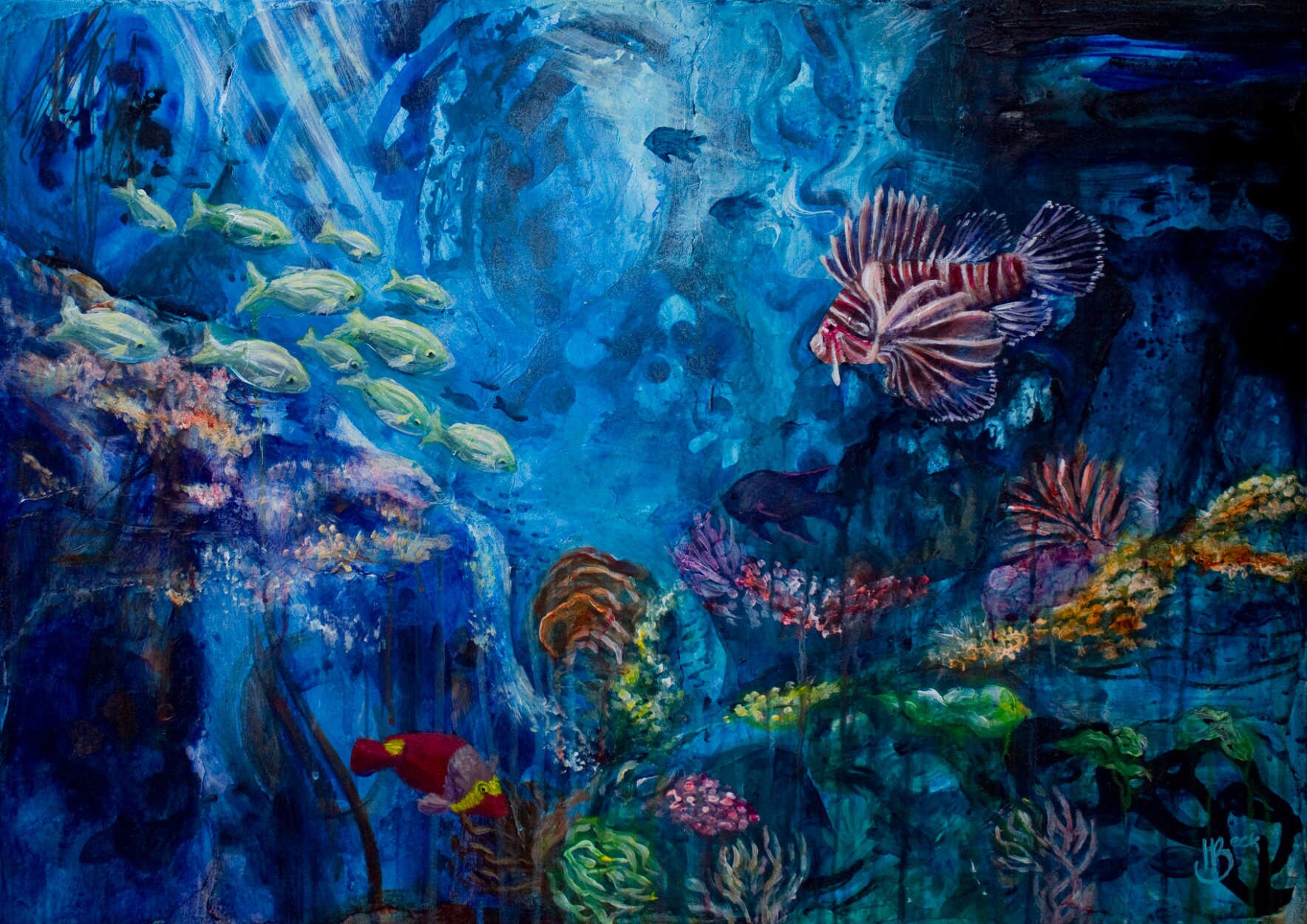 Underwater Scene Reef Colorful Fish Artwork Picture Original Painting ...