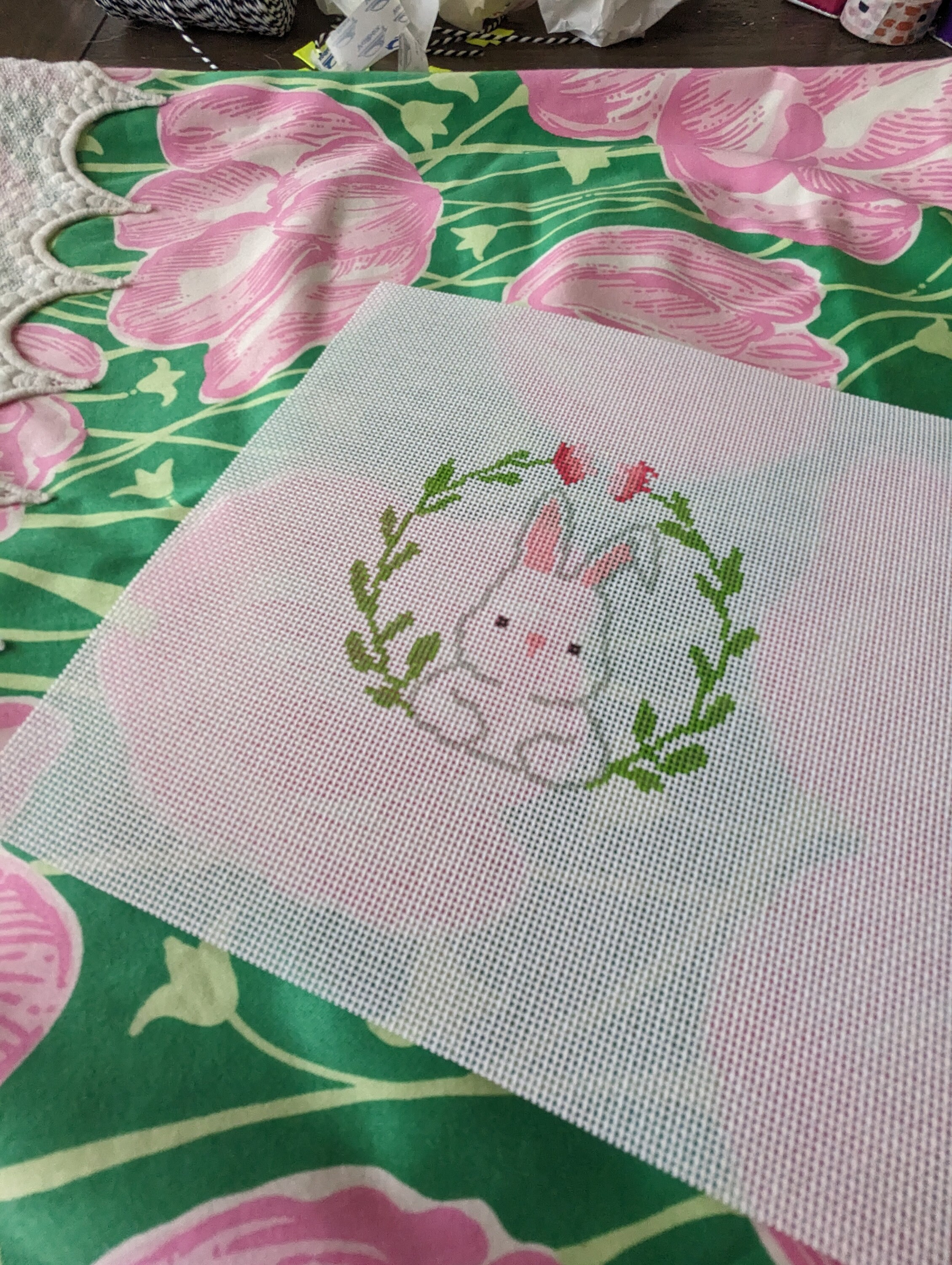 Easter Needlepoint Canvas, Easter Bunny Needlepoint Canvas, Beginner ...