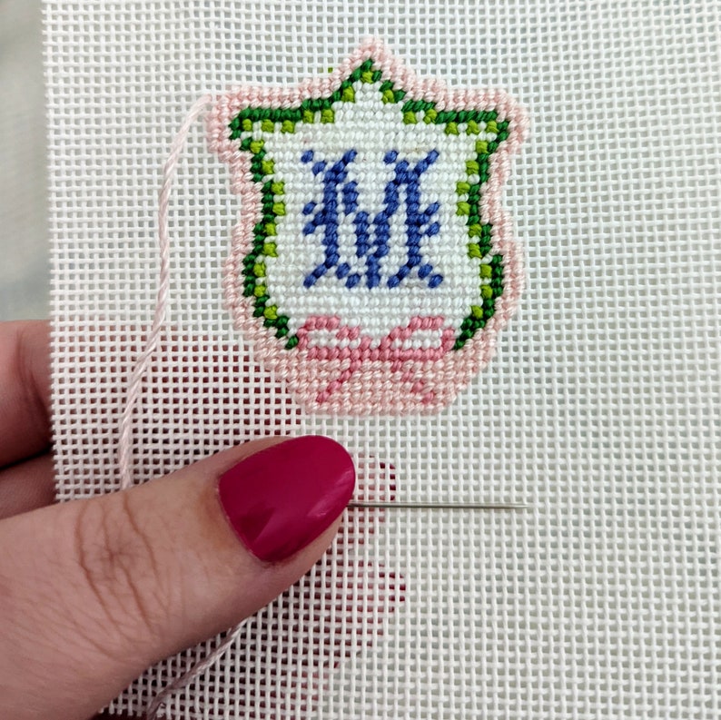 Hand Painted Needlepoint Ornament Custom Monogram Design - Etsy