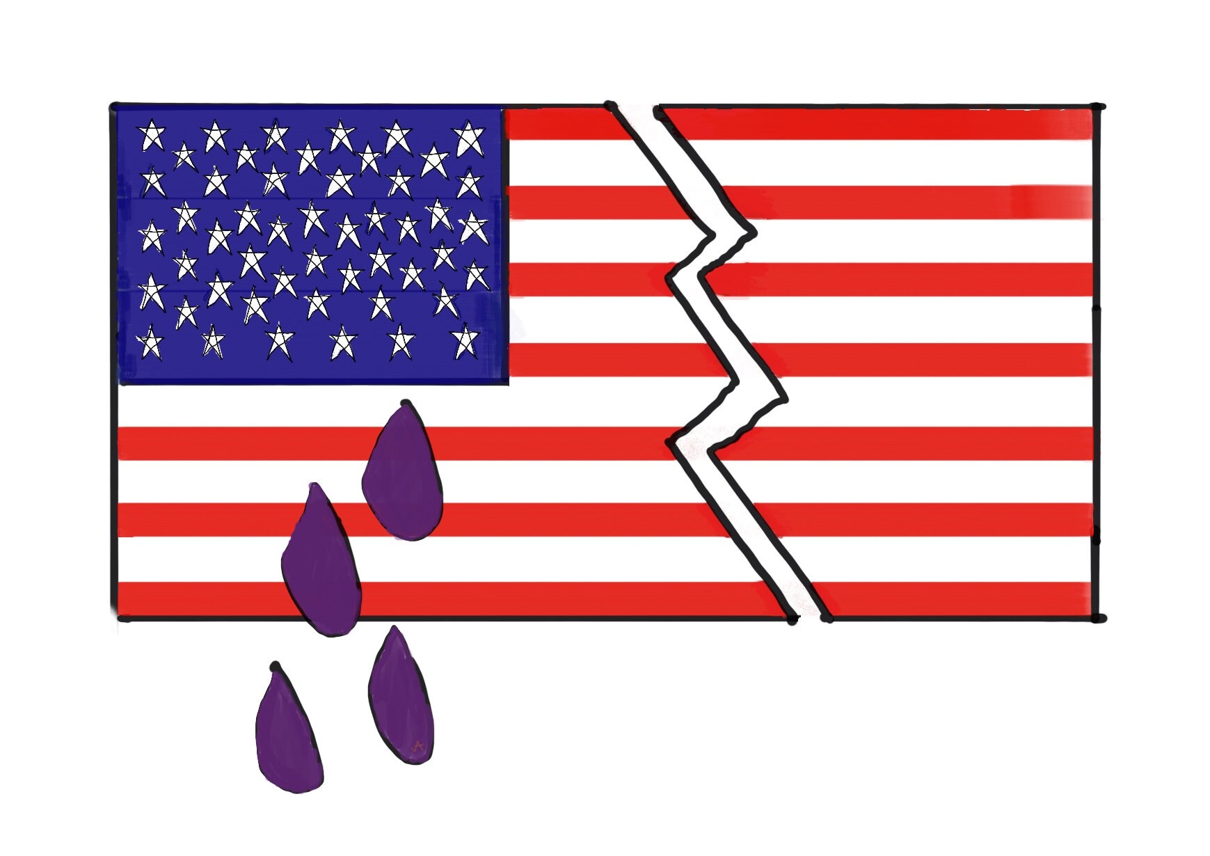 Discord- American Flag Civil Unrest Stars Divided United States Broken ...