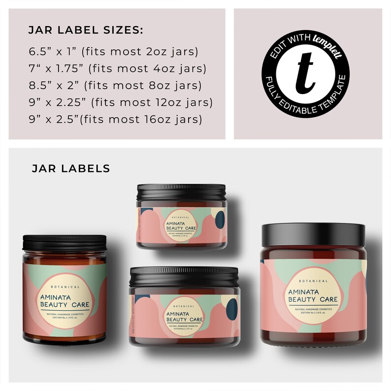 Editable Cosmetic Jar Label Template Printable Beauty Product - Etsy