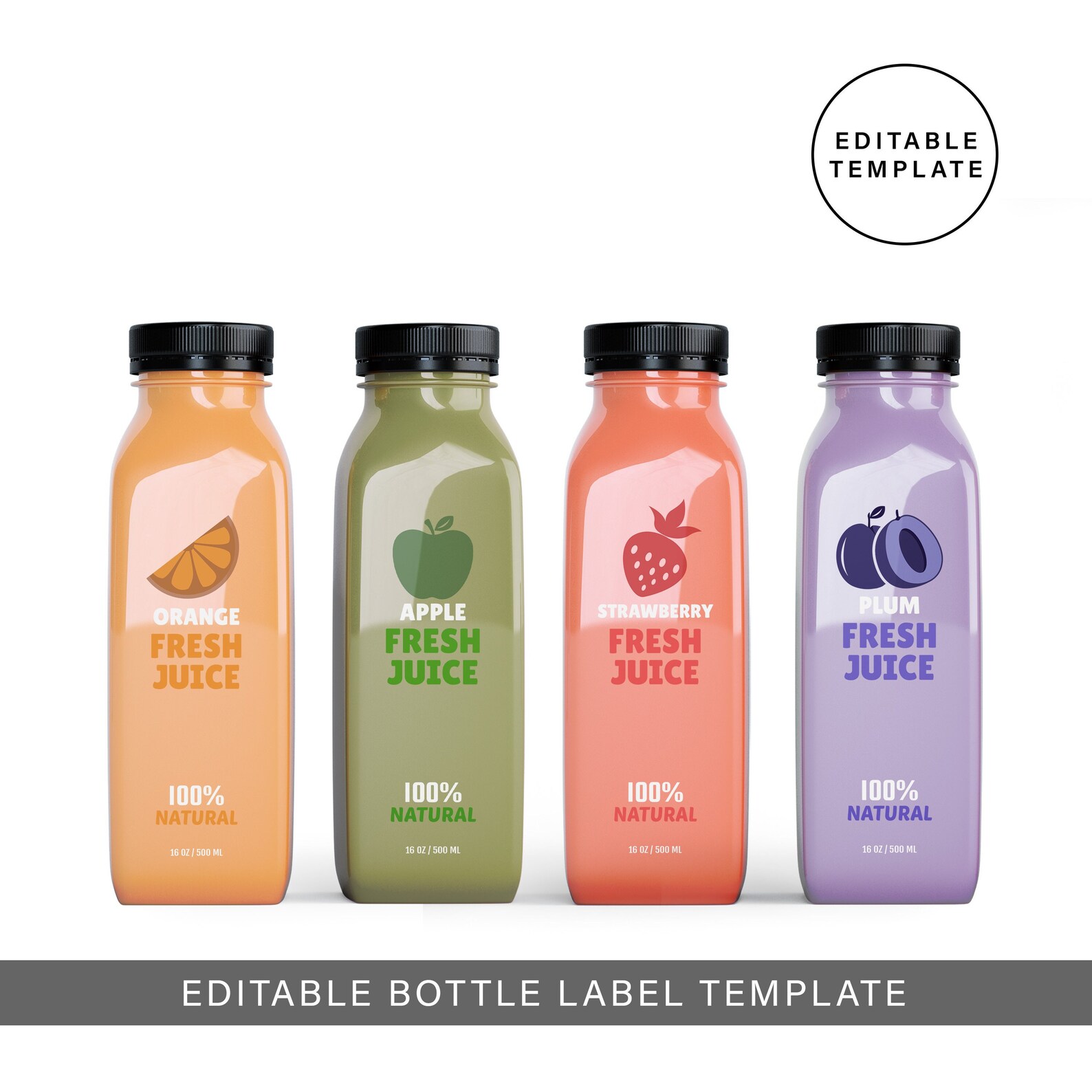 Editable Juice Bottle Label Template, Printable Drink & Smoothie Labels ...
