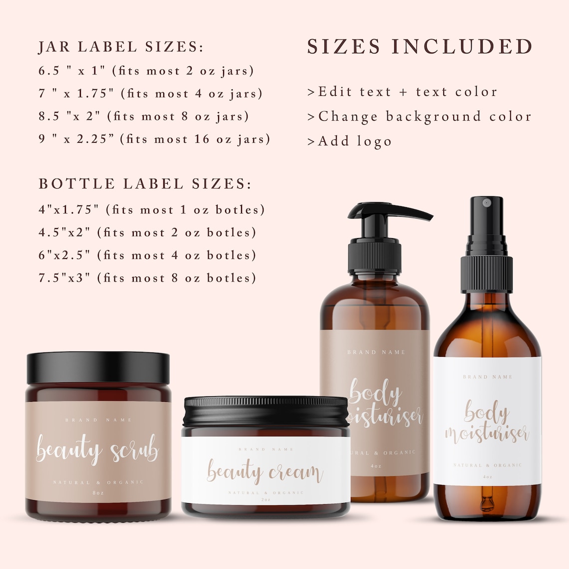 Editable Cosmetic Product Label Template Customisable Beauty - Etsy