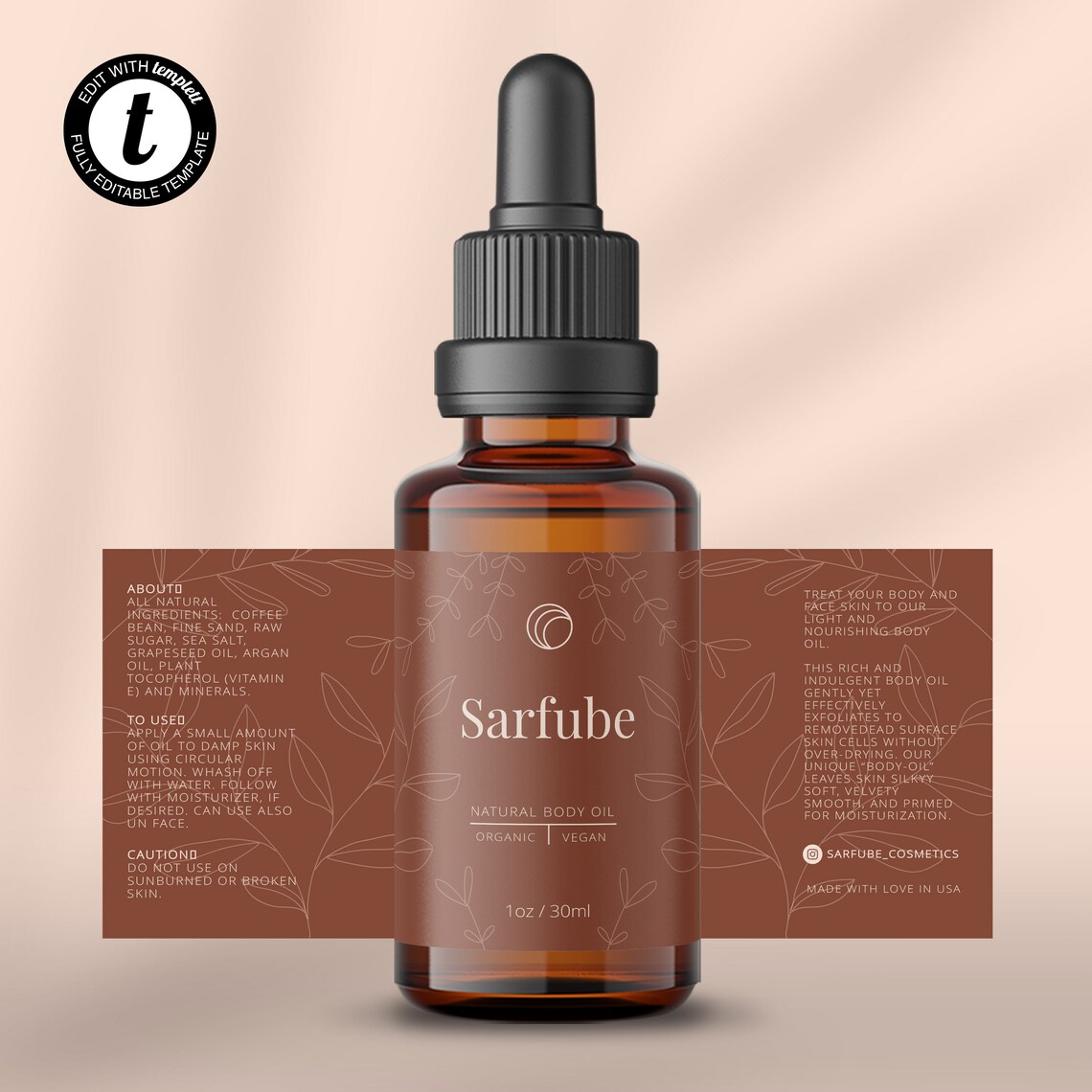 Editable Beauty Product Label Template Customisable Cosmetic - Etsy