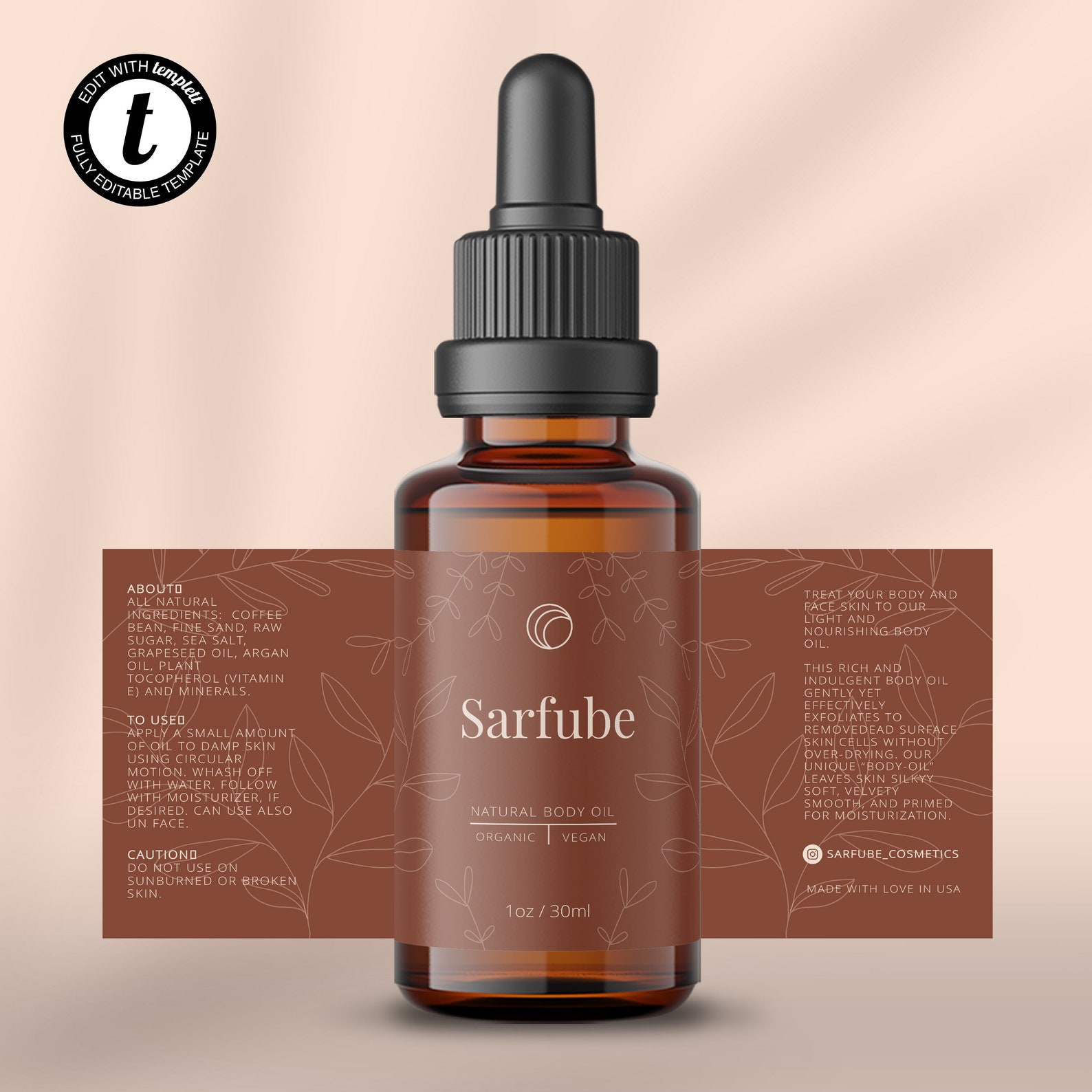 Editable Skincare Label Template Customisable Cosmetic Label - Etsy
