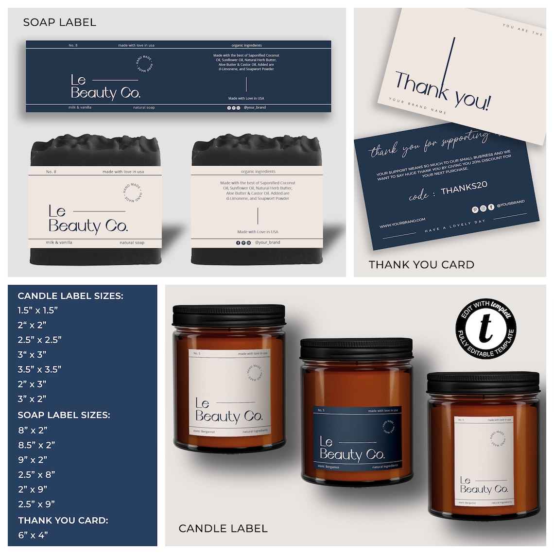 Editable Cosmetic Label Template DIY Custom Beauty Product - Etsy