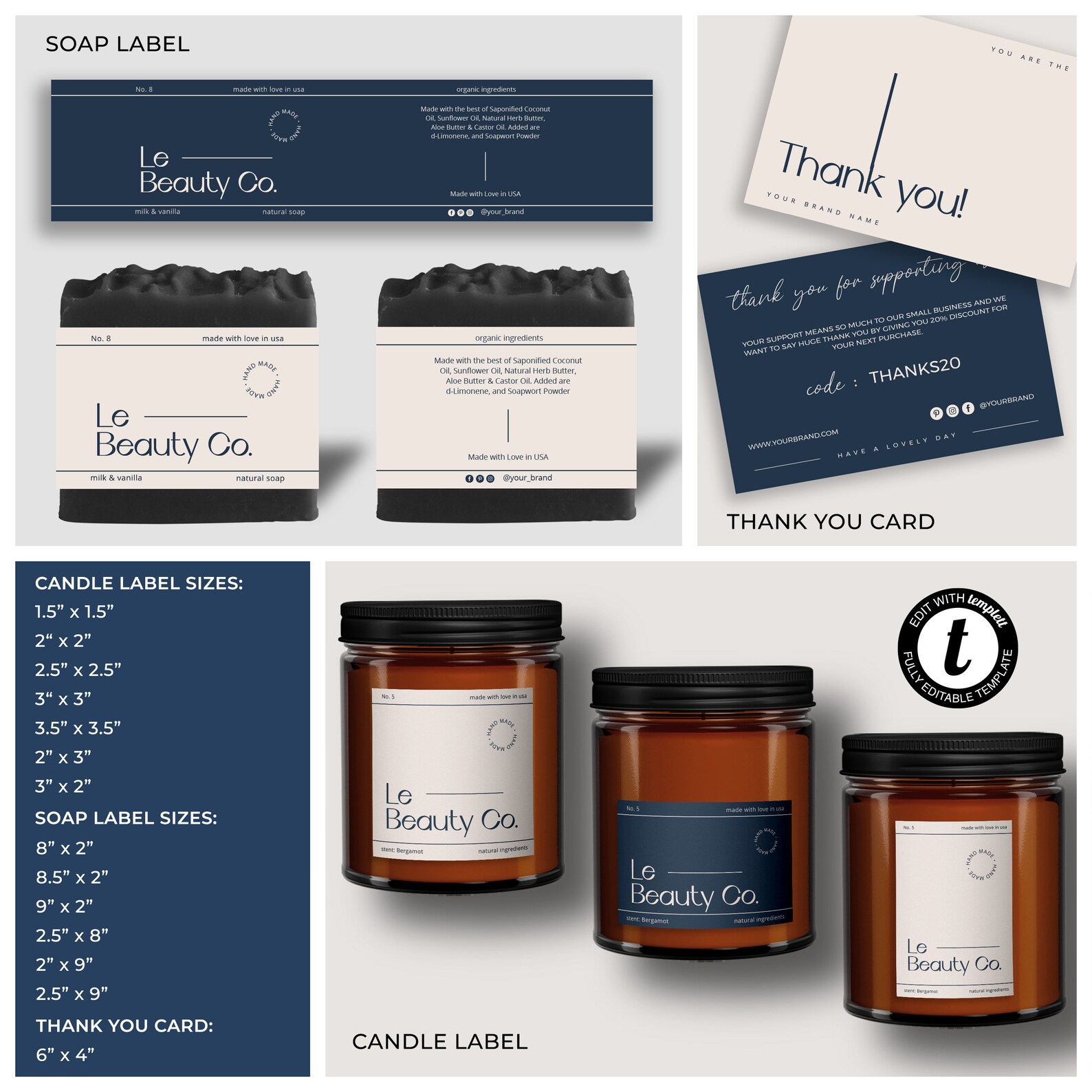 Editable Cosmetic Label Template DIY Custom Beauty Product - Etsy