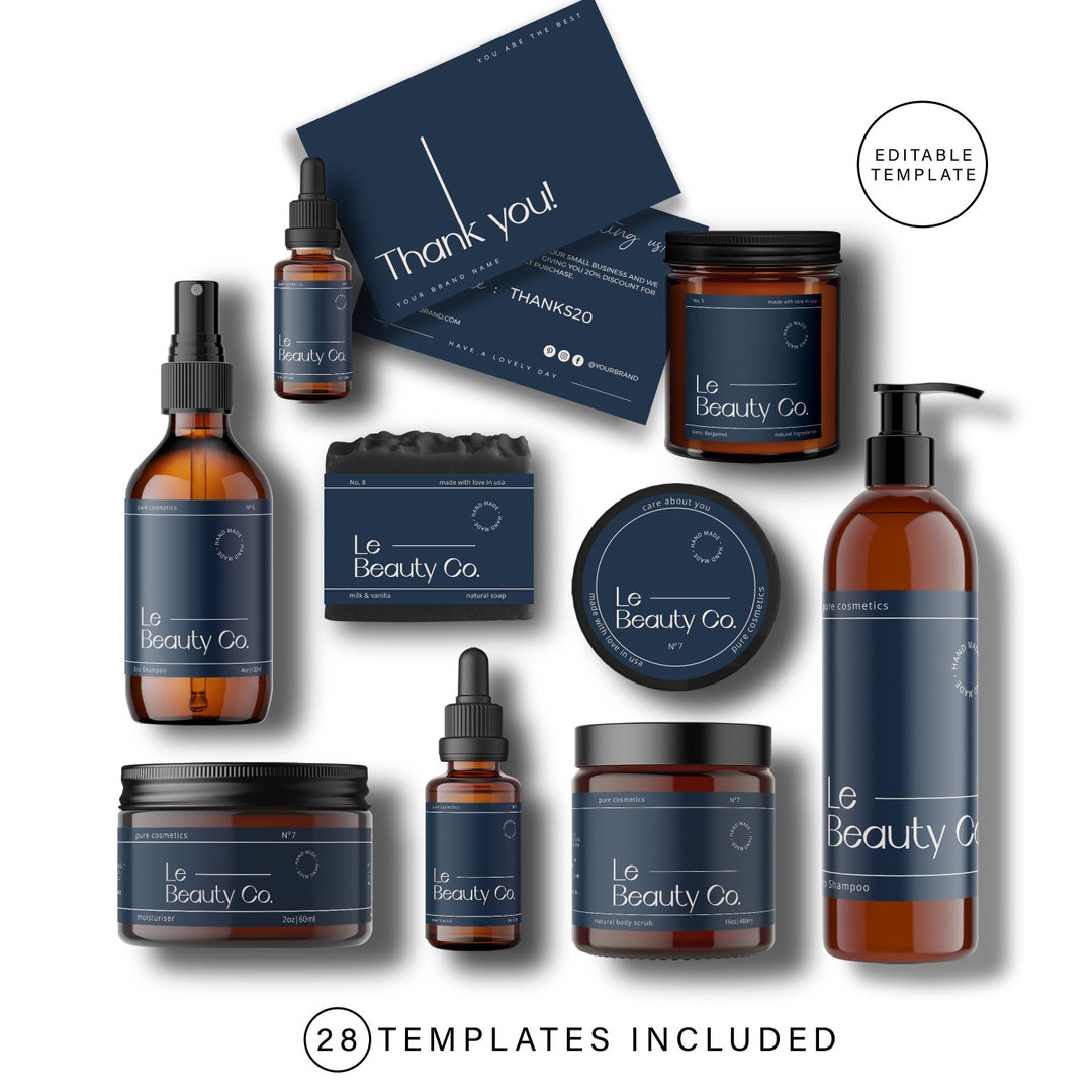 Editable Cosmetic Label Template, Printable Beauty Product Labels ...