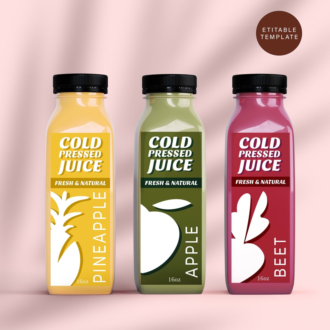 Editable Juice Bottle Label Template, Lemonade Label Templates, Custom ...