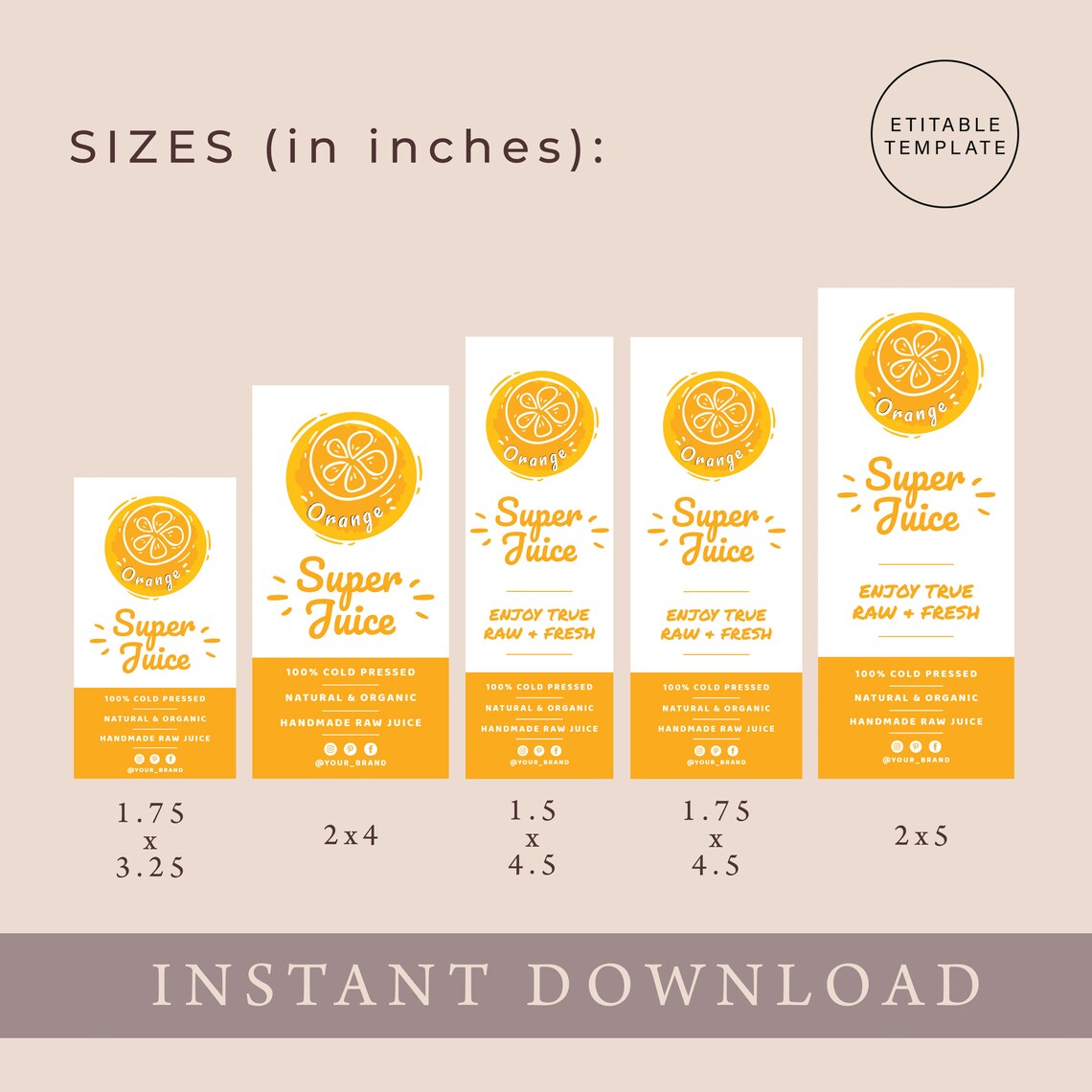 Juice Bottle Label Template DIY Editable Smoothie Label - Etsy