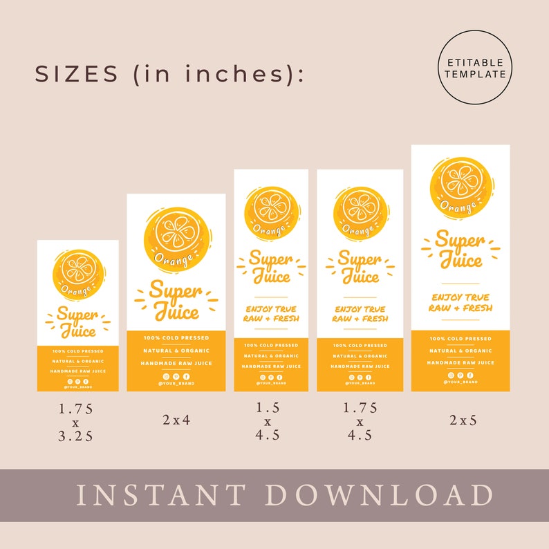 Juice Bottle Label Template, DIY Editable Smoothie Label, Printable ...