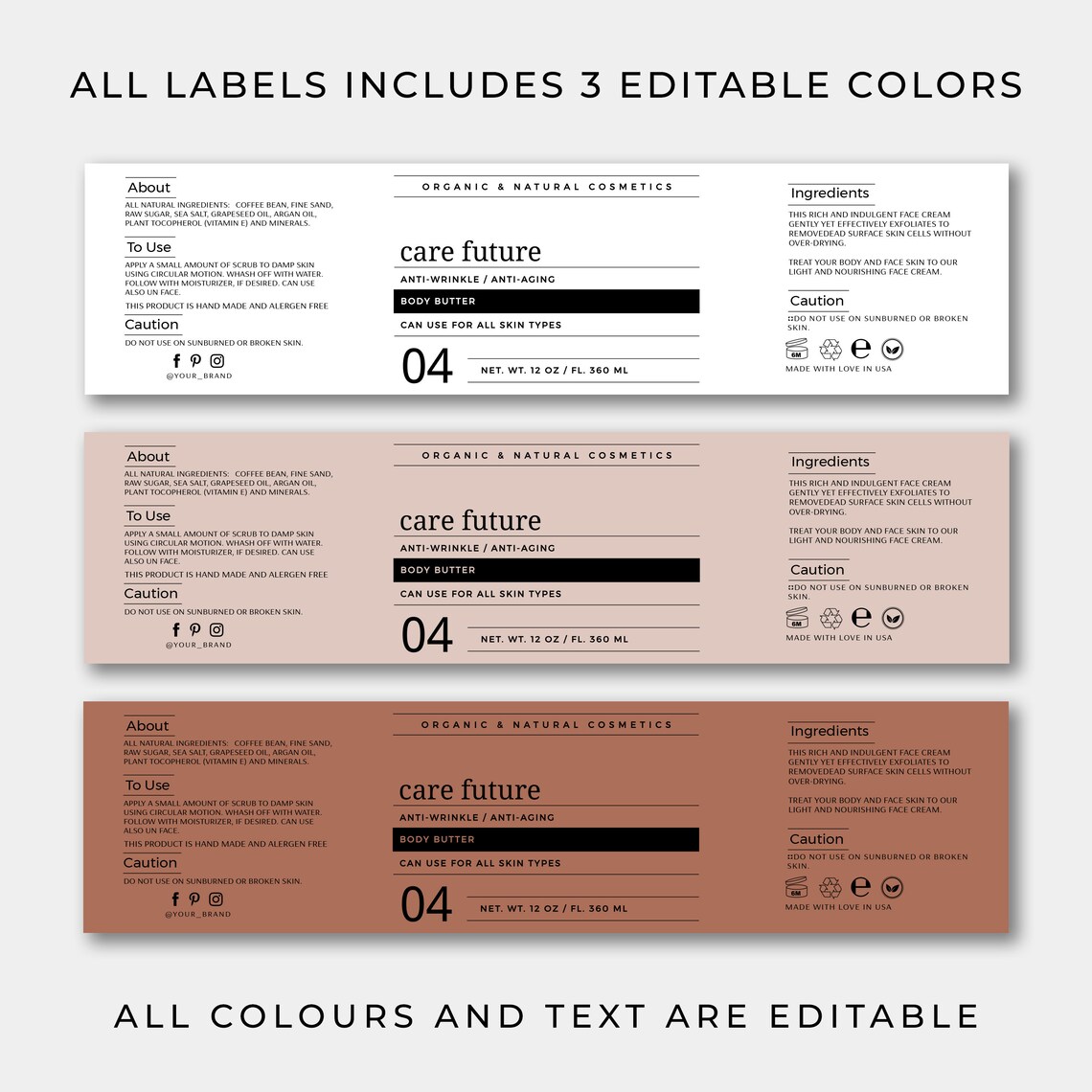 Editable Skincare Label Template DIY Custom Beauty Product - Etsy