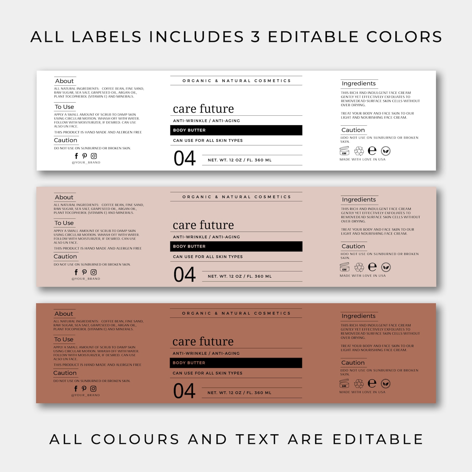 Editable Skincare Label Template, DIY Custom Beauty Product Label ...