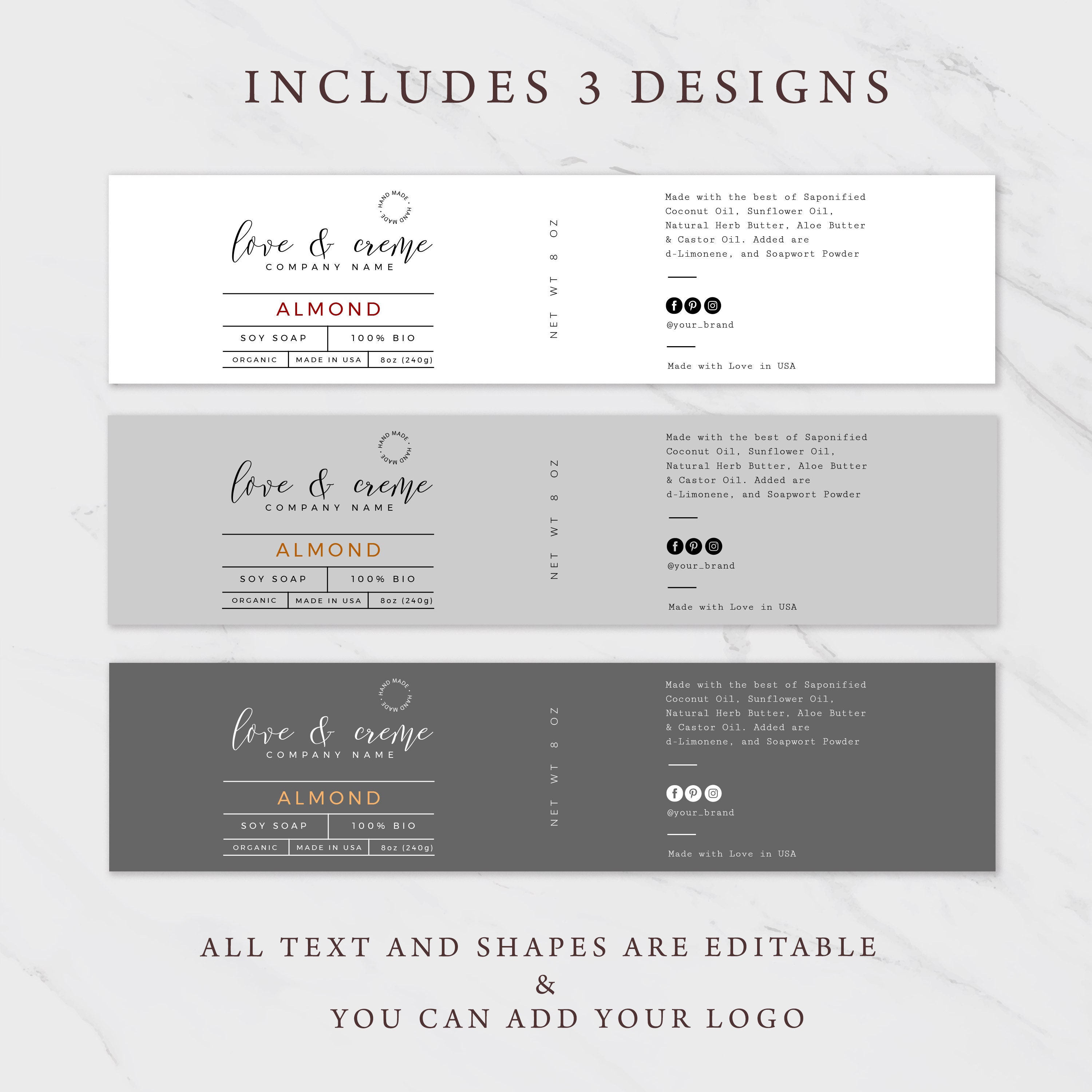 Printable Soap Label Download Editable Bar Soap Label | Etsy