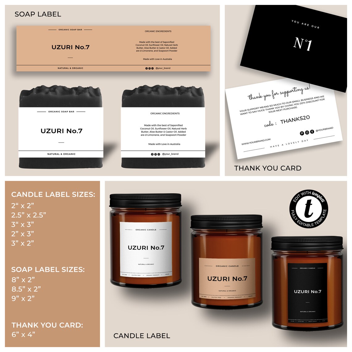 Editable Cosmetic Label Templates Editable Body Product - Etsy