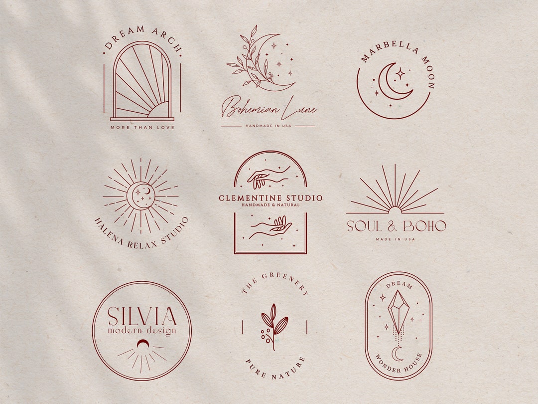 9 Editable Boho Logo Designs, Bohemian Custom Logo Design, DIY Logo ...