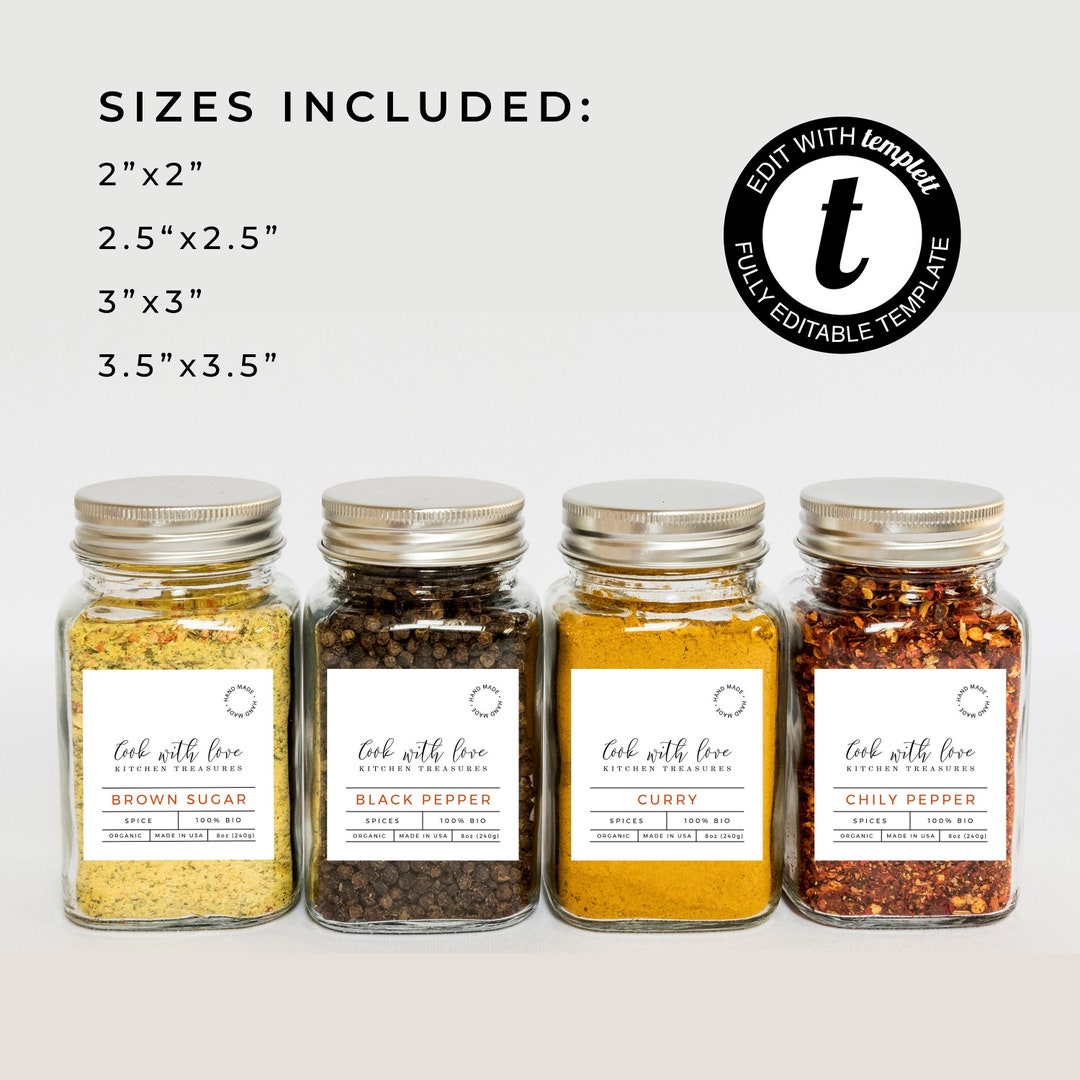 Editable Pantry Label Template, Printable Minimalist Spice Jar Labels ...