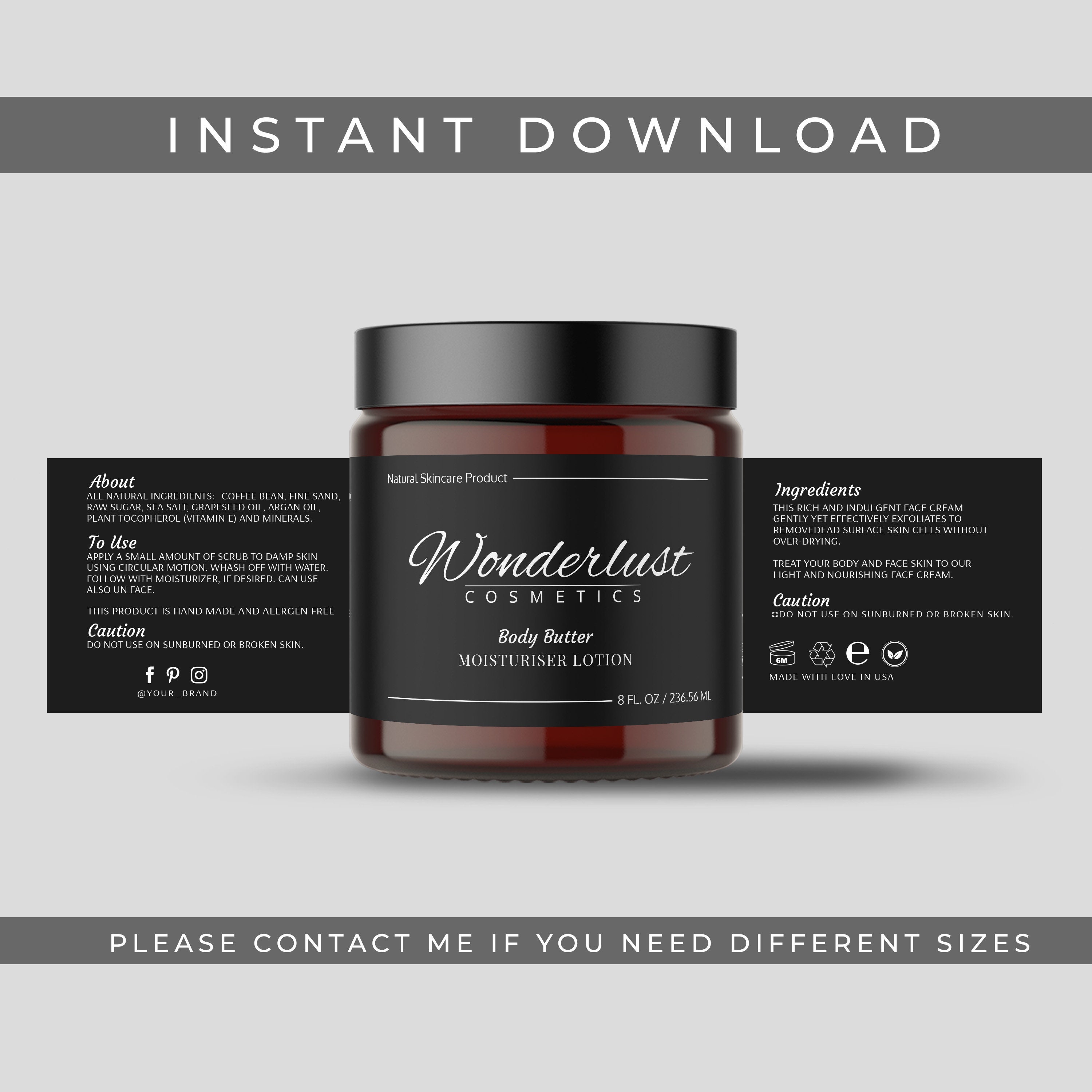 Editable Cosmetic Jar Label Template Printable Beauty Product - Etsy