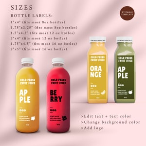 Editable Juice Bottle Label Template, Printable Drink & Smoothie Labels ...