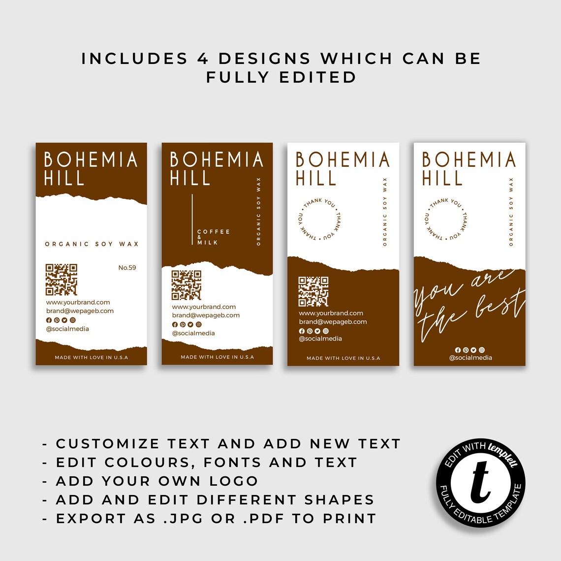 Editable Box Seal Label Template Box Sticker Modern Box - Etsy