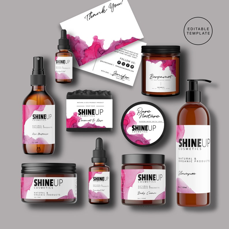 Editable Skincare Product Label Template, Cosmetic Packaging Labels ...
