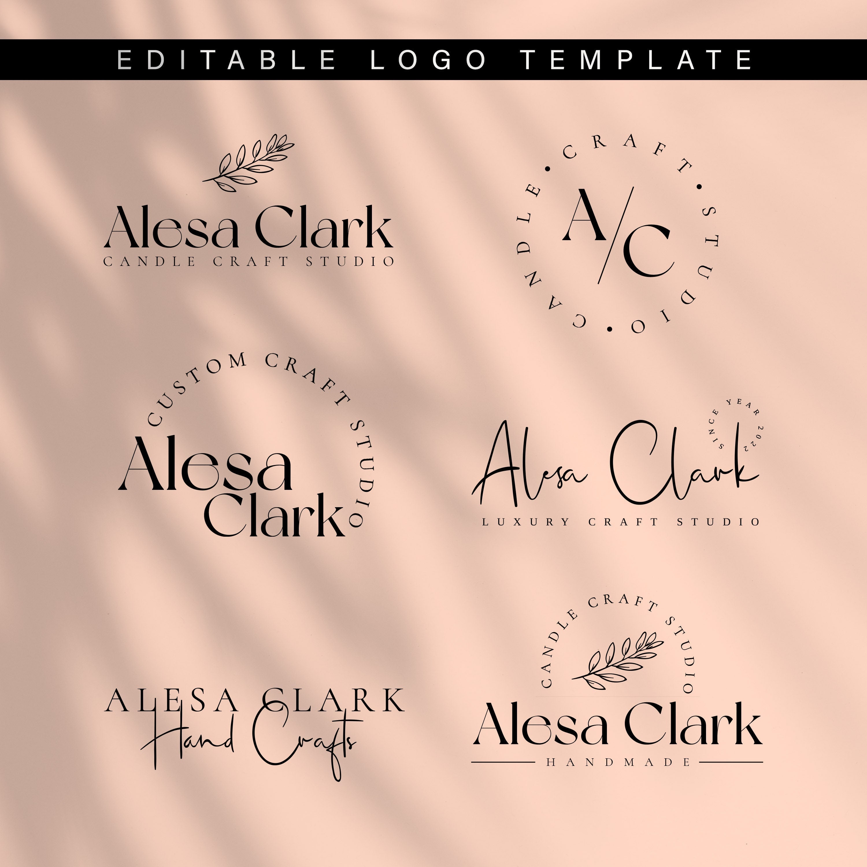 Editable Modern Logo Template 6 Custom Logo Designs DIY Boho - Etsy