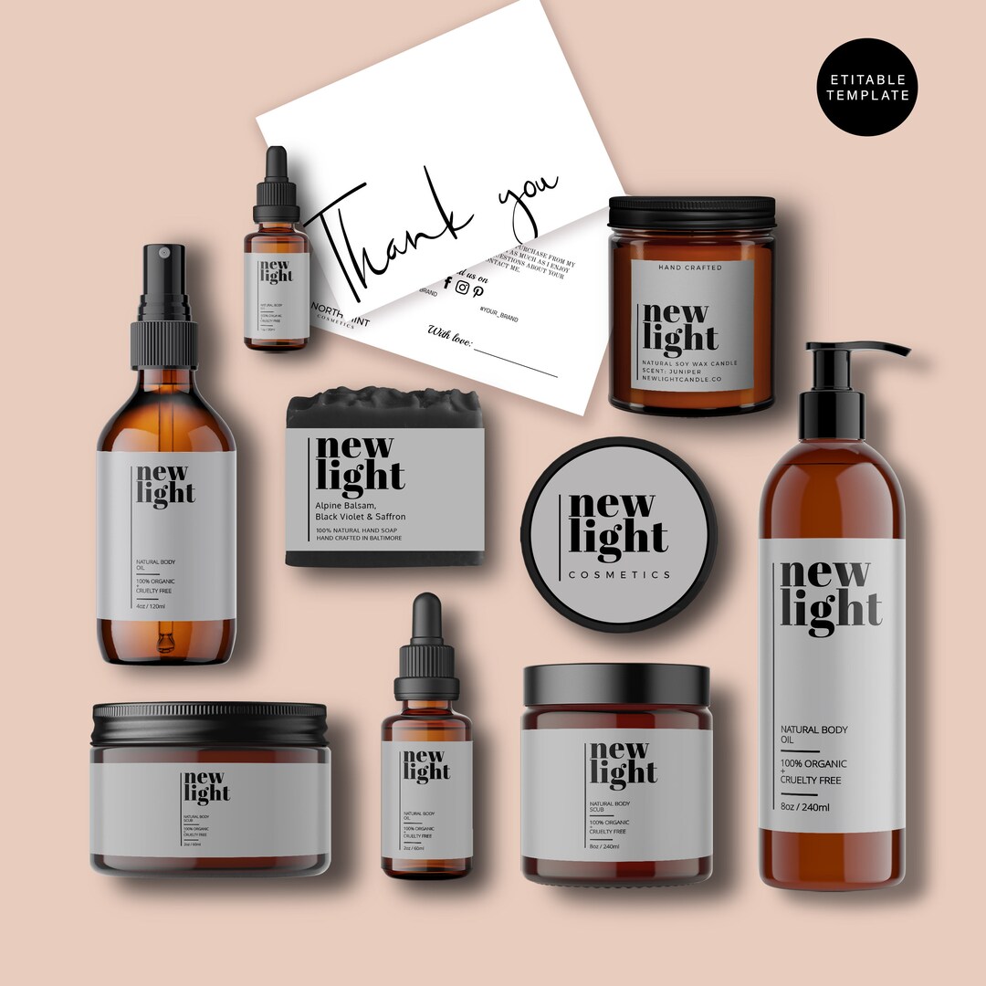 Editable Beauty Product Label Template, Custom Cosmetic Label, Digital ...