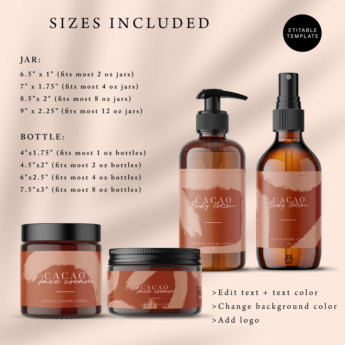 Editable Skincare Label Template Printable Beauty Product - Etsy