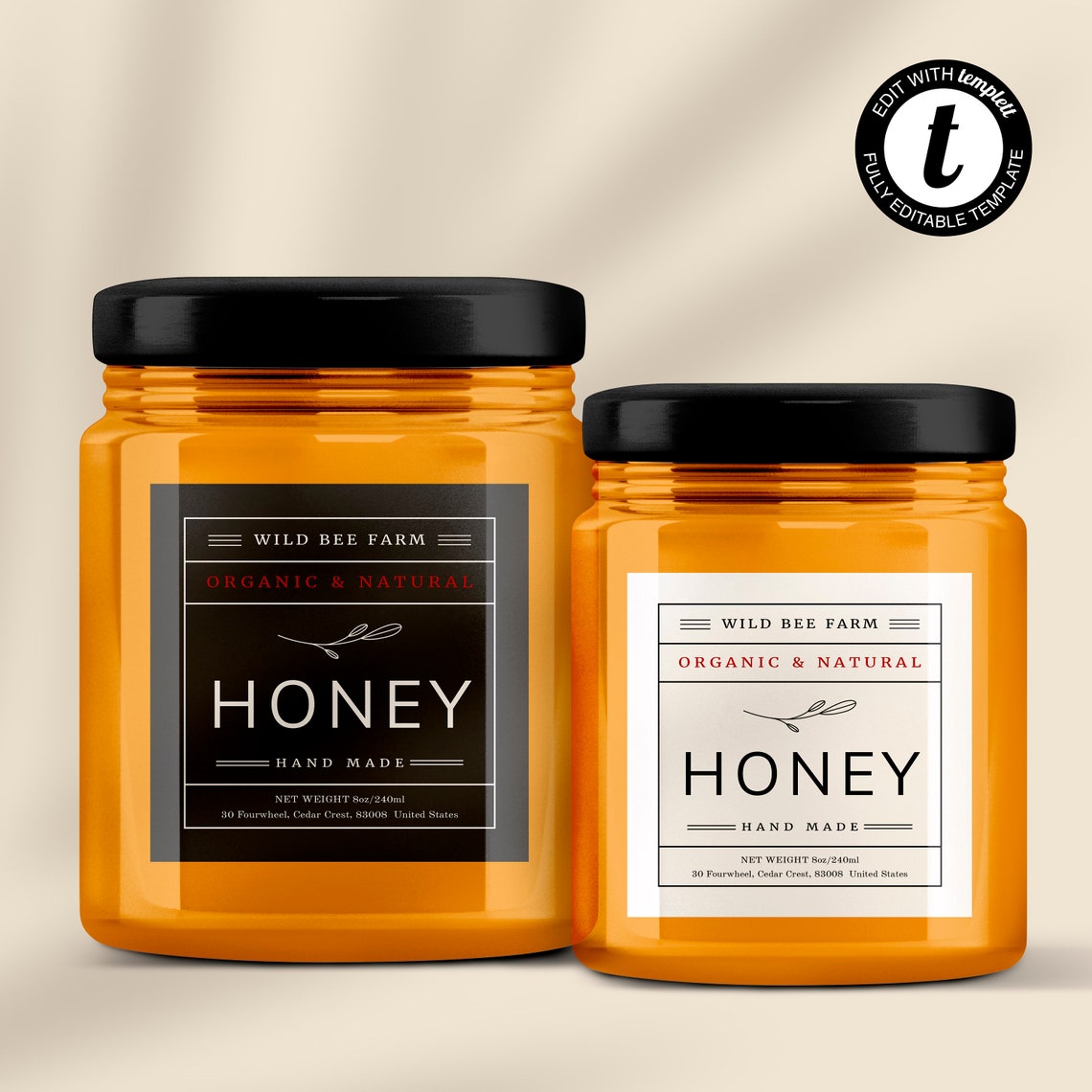 Editable Honey Preserve/jam Jar Label Template, Printable Honey ...