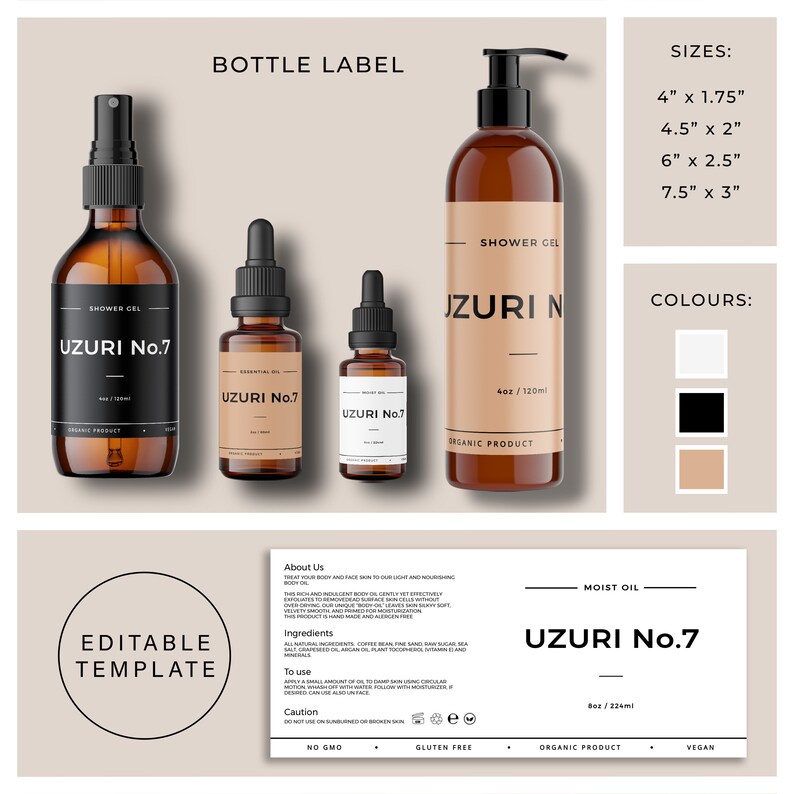 Editable Body Product Labels DIY Cosmetic Labels Editable - Etsy