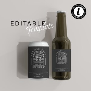 Editable Beer Label Template, Printable Beer Can Label, Custom Beer ...