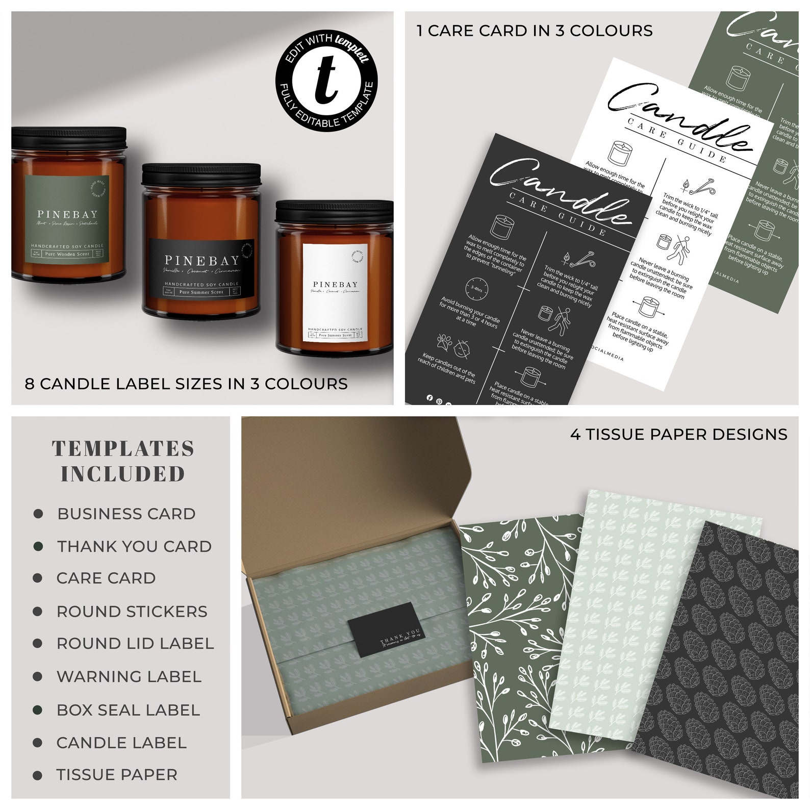 Editable Candle Business Branding Kit, Candle Branding Bundle, DIY ...