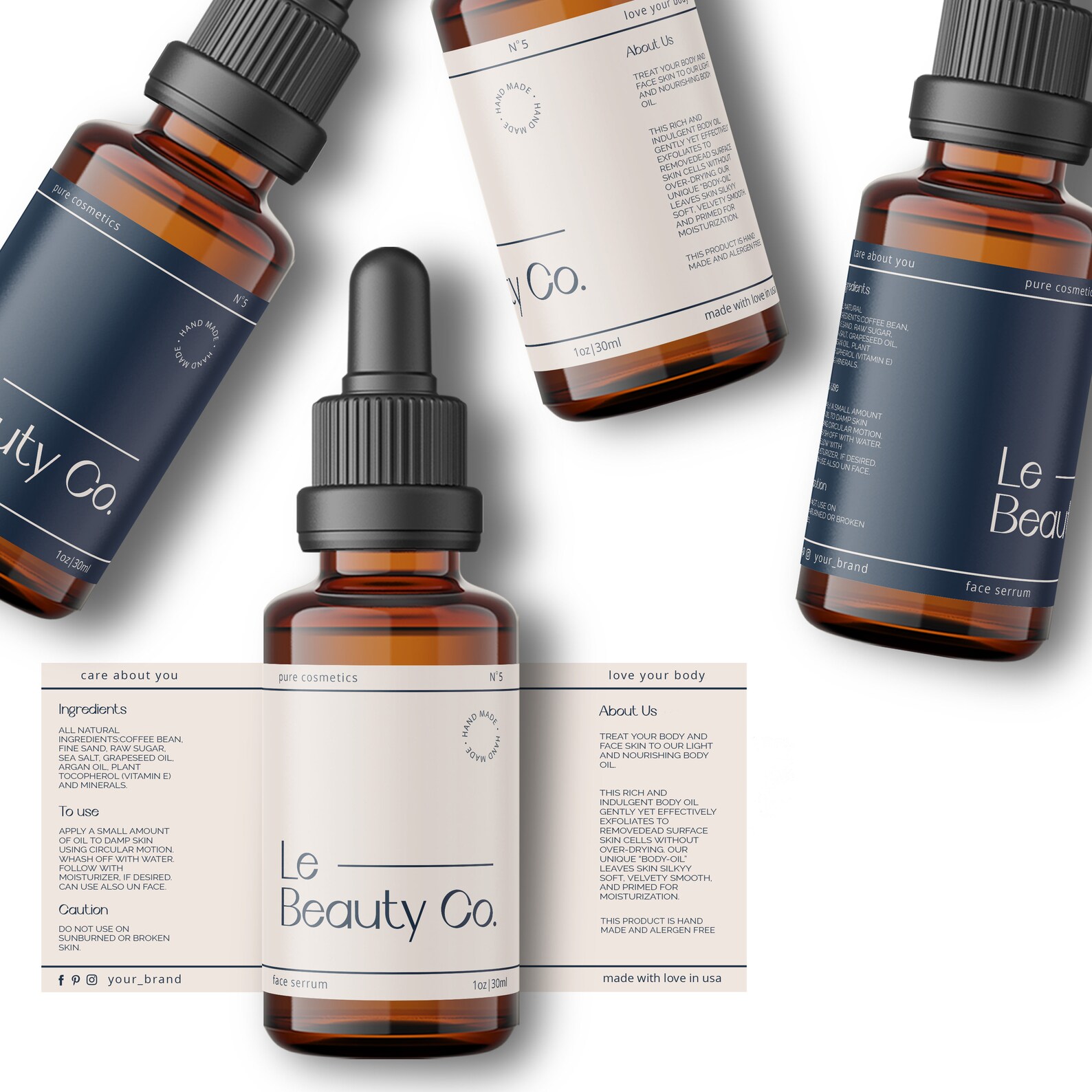 Editable Cosmetic Label Template DIY Custom Beauty Product - Etsy