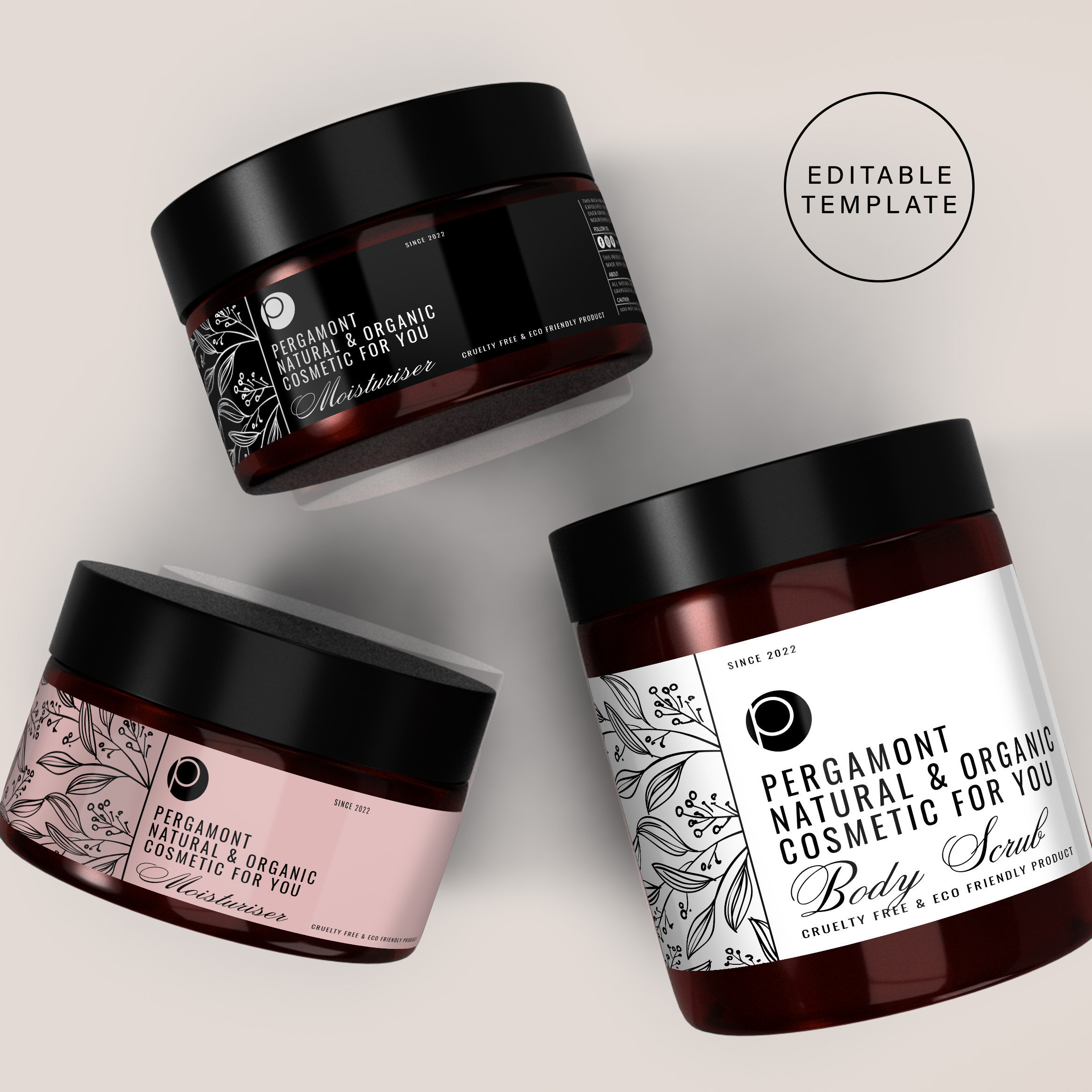 Editable Cosmetic Jar Label Template DIY Beauty Product Label - Etsy