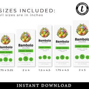 Editable Juice Bottle Label Template, DIY Smoothie & Cold Pressed Drink ...