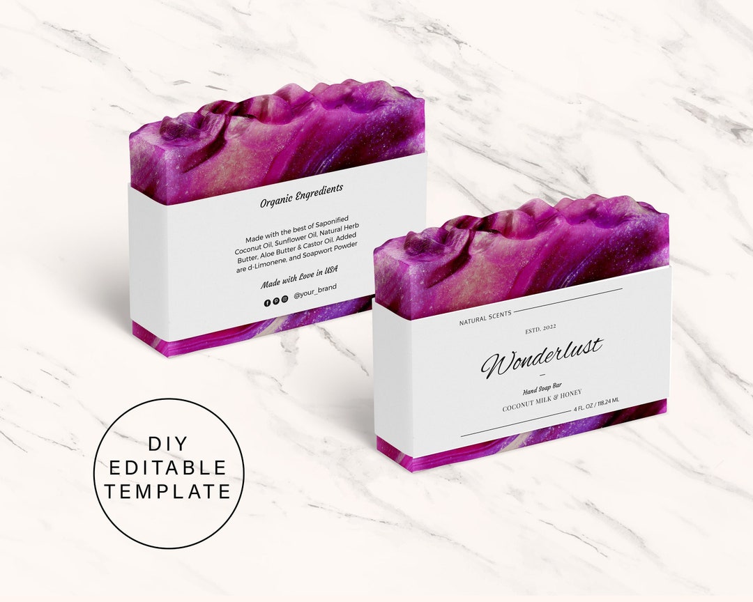 Modern Editable Bar Soap Label Template, Printable Custom Soap Label ...