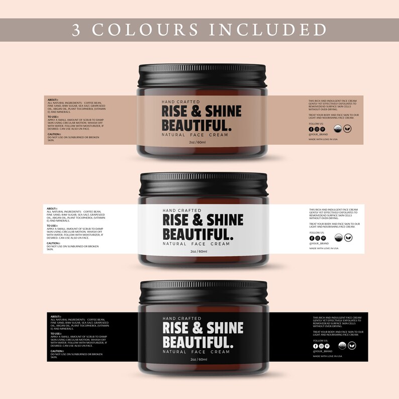 Editable Cosmetic Label Template Customisable Beauty Product - Etsy