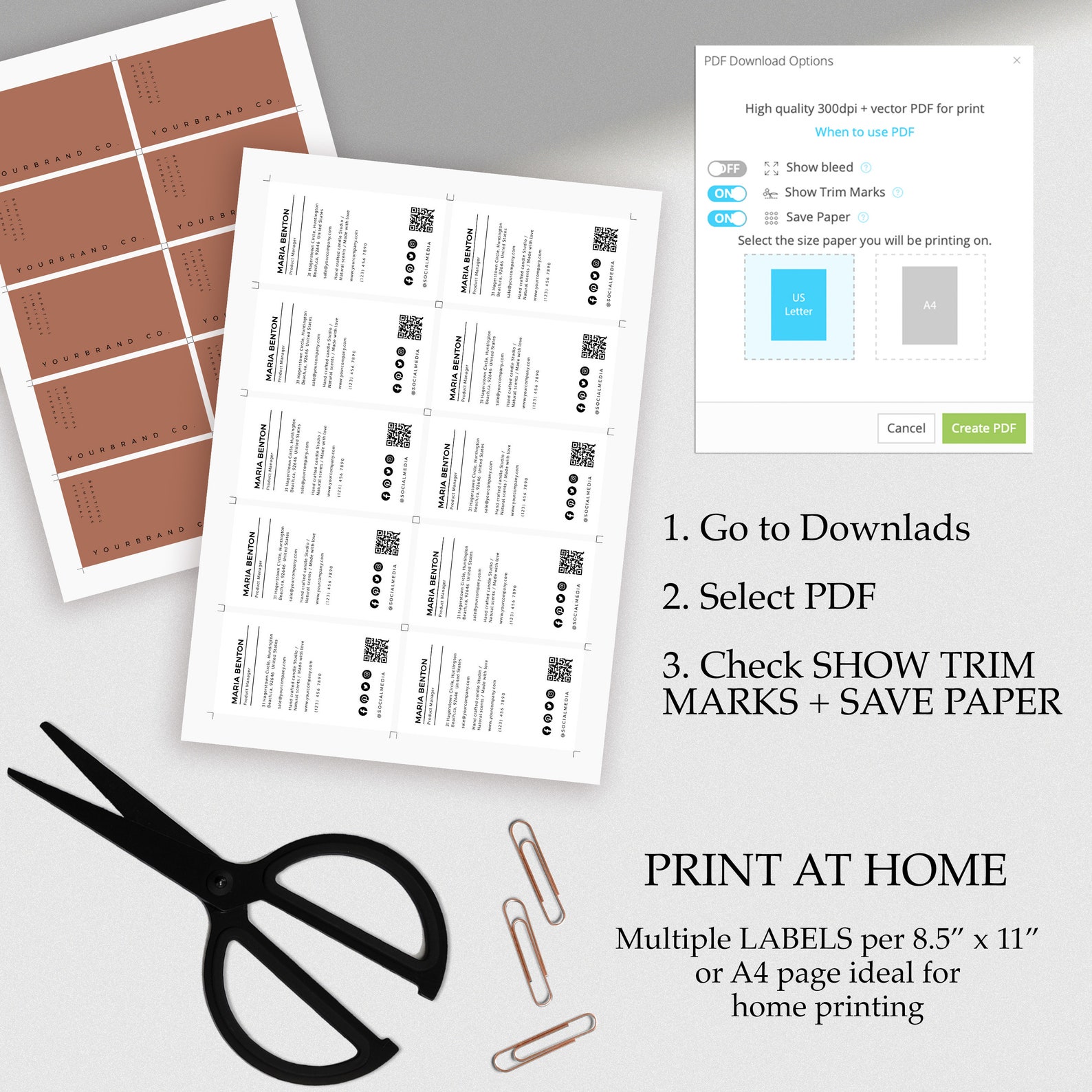 Minimalist Vertical Business Card Template: Modern DIY Calling Card ...