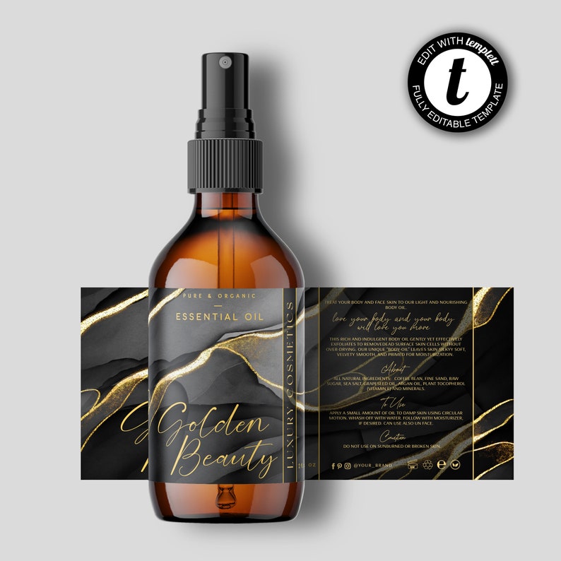 Editable Cosmetic Product Label Templates Luxury Skincare - Etsy