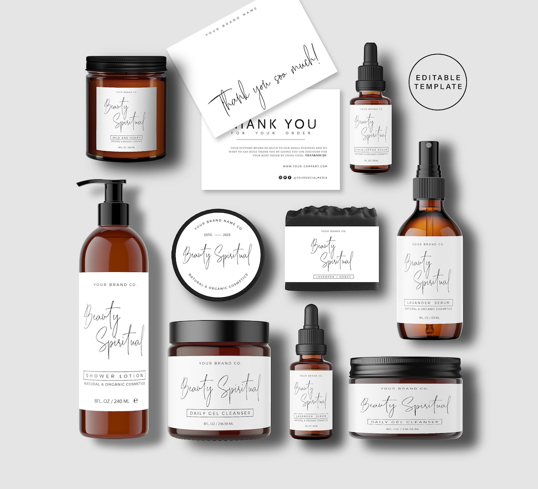 Editable Cosmetic Label Bundle, DIY Skincare Labels, Beauty Product ...