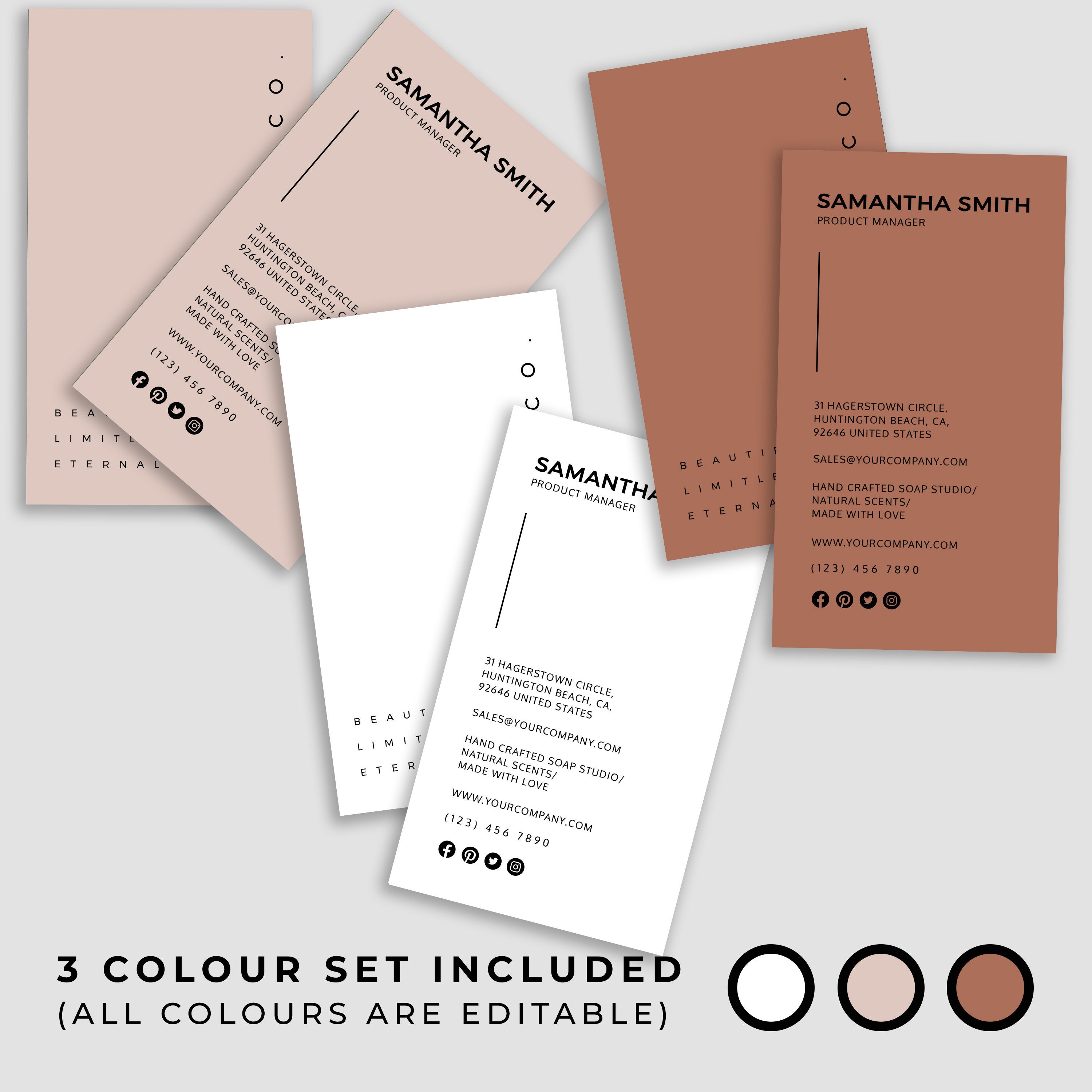 Minimalist Vertical Business Card Template: Modern DIY Calling Card ...
