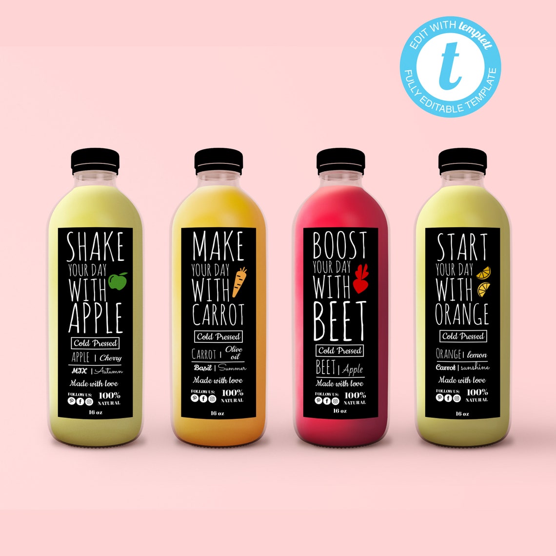Editable Juice Bottle Label Template Fresh Juice Label - Etsy
