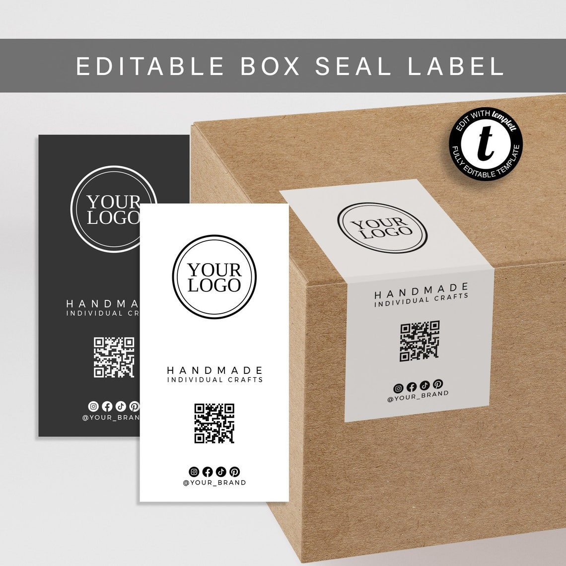 Box Seal Label Template Editable Box Sticker Modern | Etsy