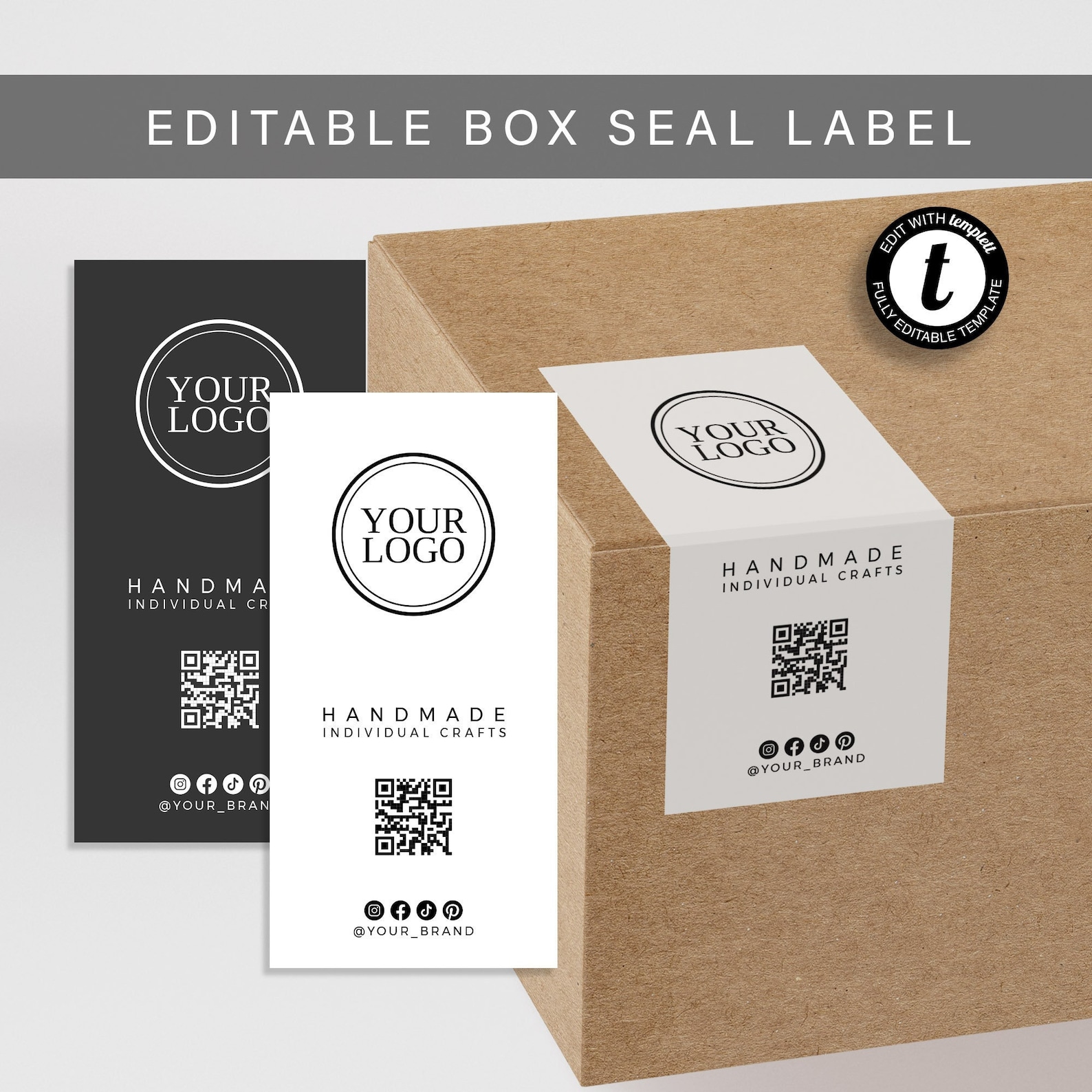 Box Seal Label Template Editable Box Sticker Modern | Etsy