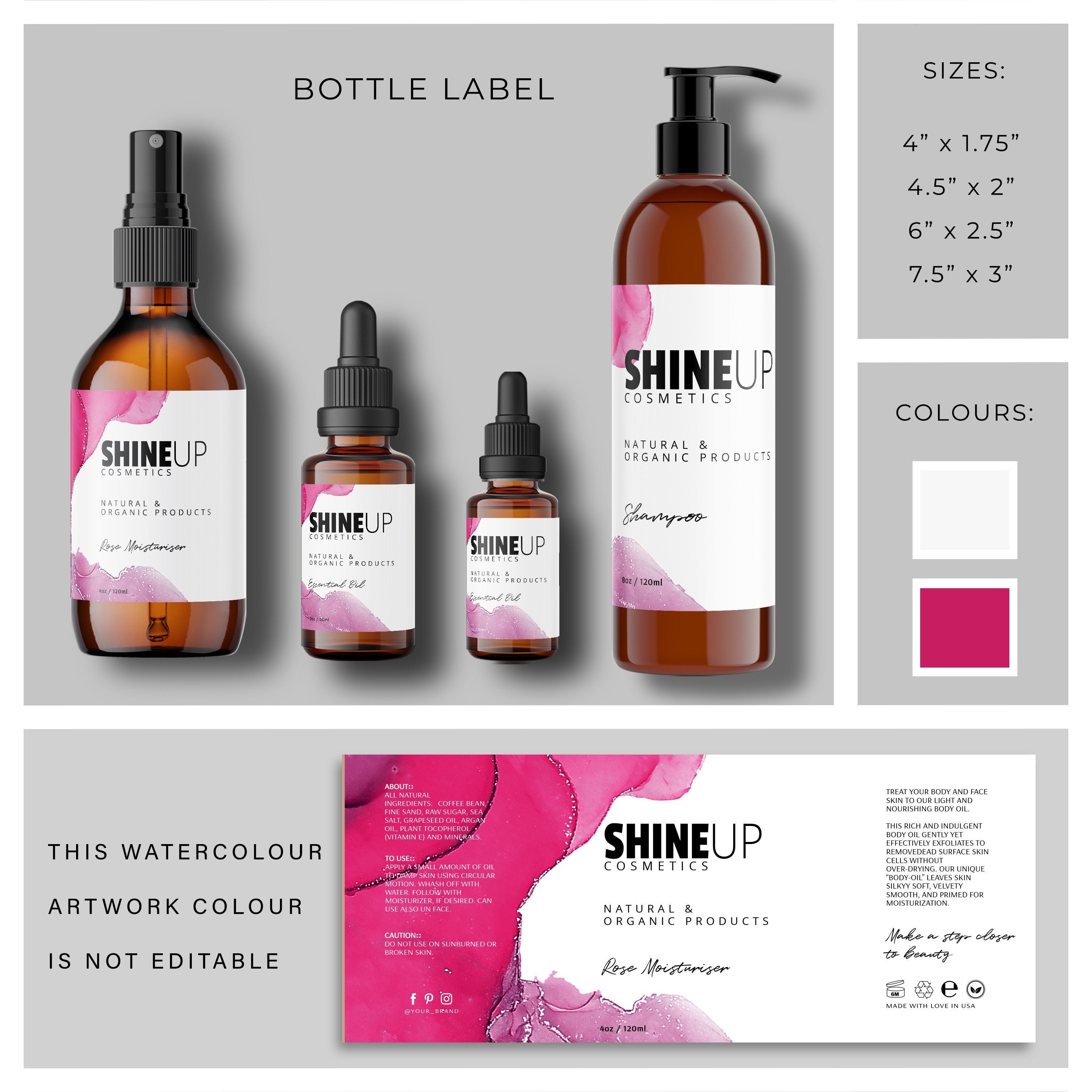 Editable Shampoo Bottle Label Printable Skincare Bottle Label - Etsy